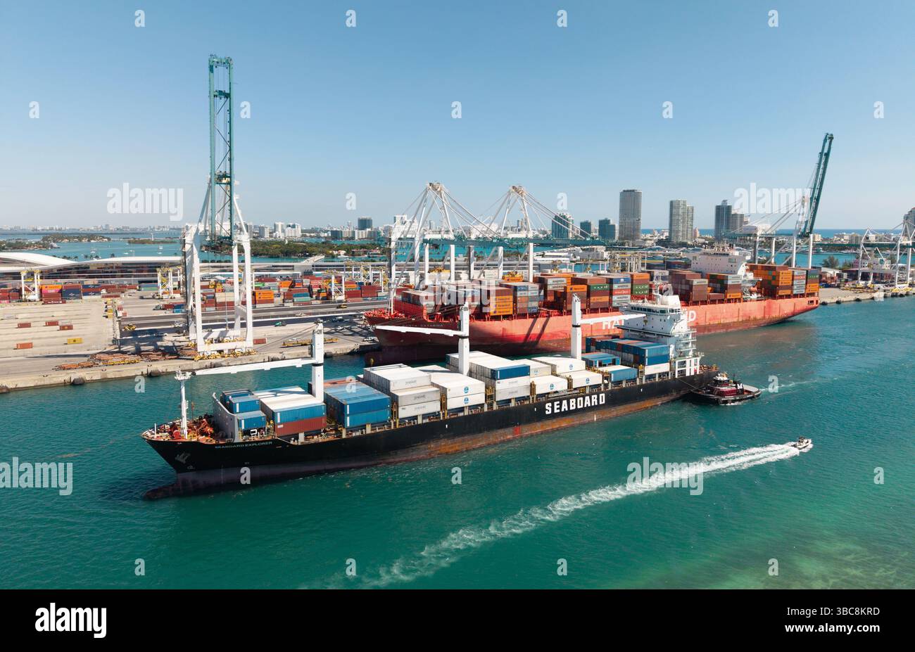 Miami, Florida, USA - March 20, 2025: Miami sea port. Container ...