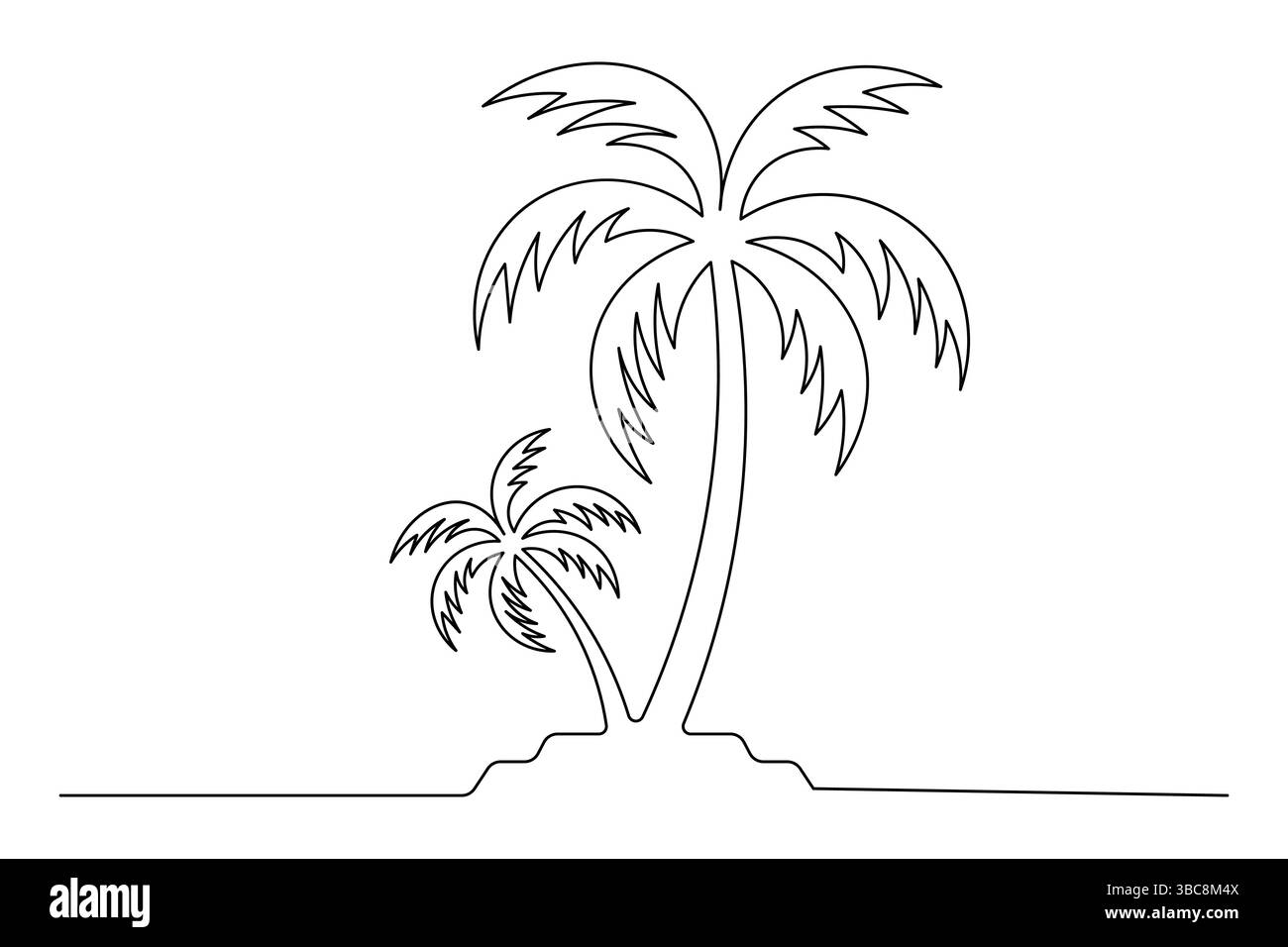 Minimalist Palm Tree Line Art Tropical Island Outline Drawing for ...