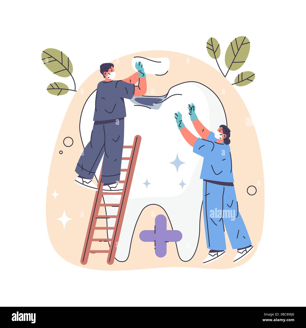 Tooth filling dental procedure vector illustration. Cavity treatment or ...