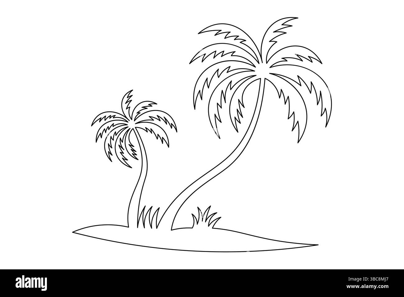 Minimalist Palm Tree Line Art Tropical Island Outline Drawing for ...