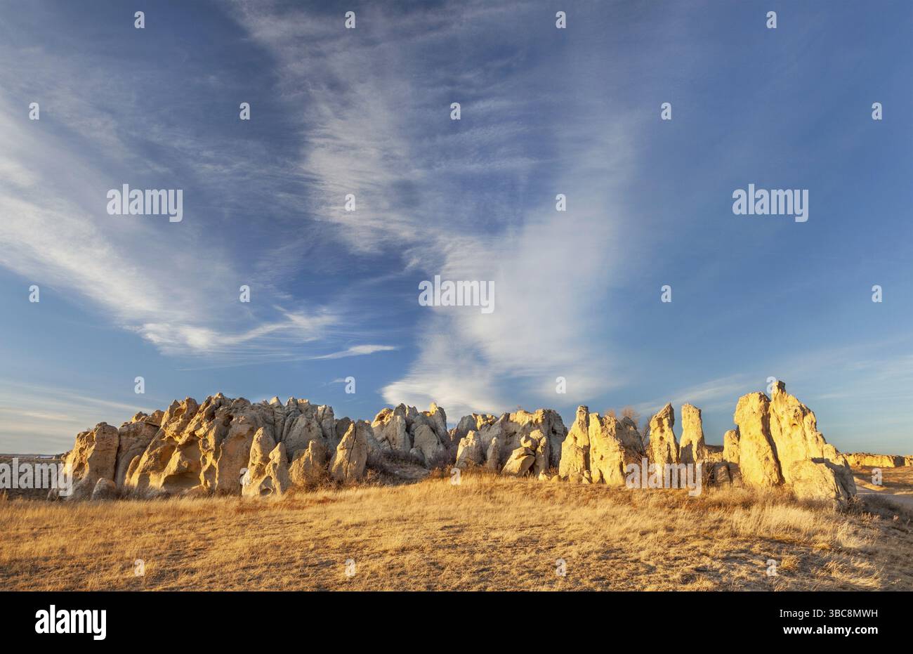 Natural Fort sculpted from sandstone (Oligocenne White River Formation ...