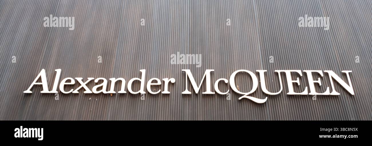 Miami, Florida, USA - February 16, 2025: Alexander McQueen brand logo ...