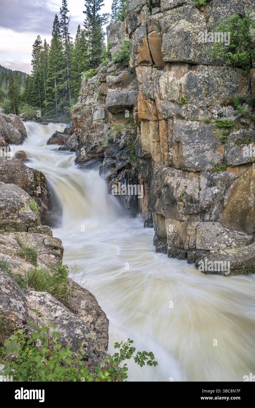 Cache la Poudre River at Poudre Falls in northern Colorado, early ...