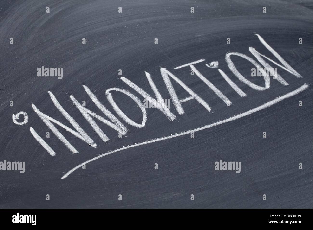 Innovation word in white chalk handwriting on blackboard Stock Photo ...