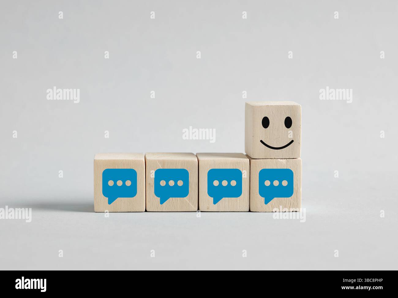 Wooden cubes representing excellent customer service, client ...