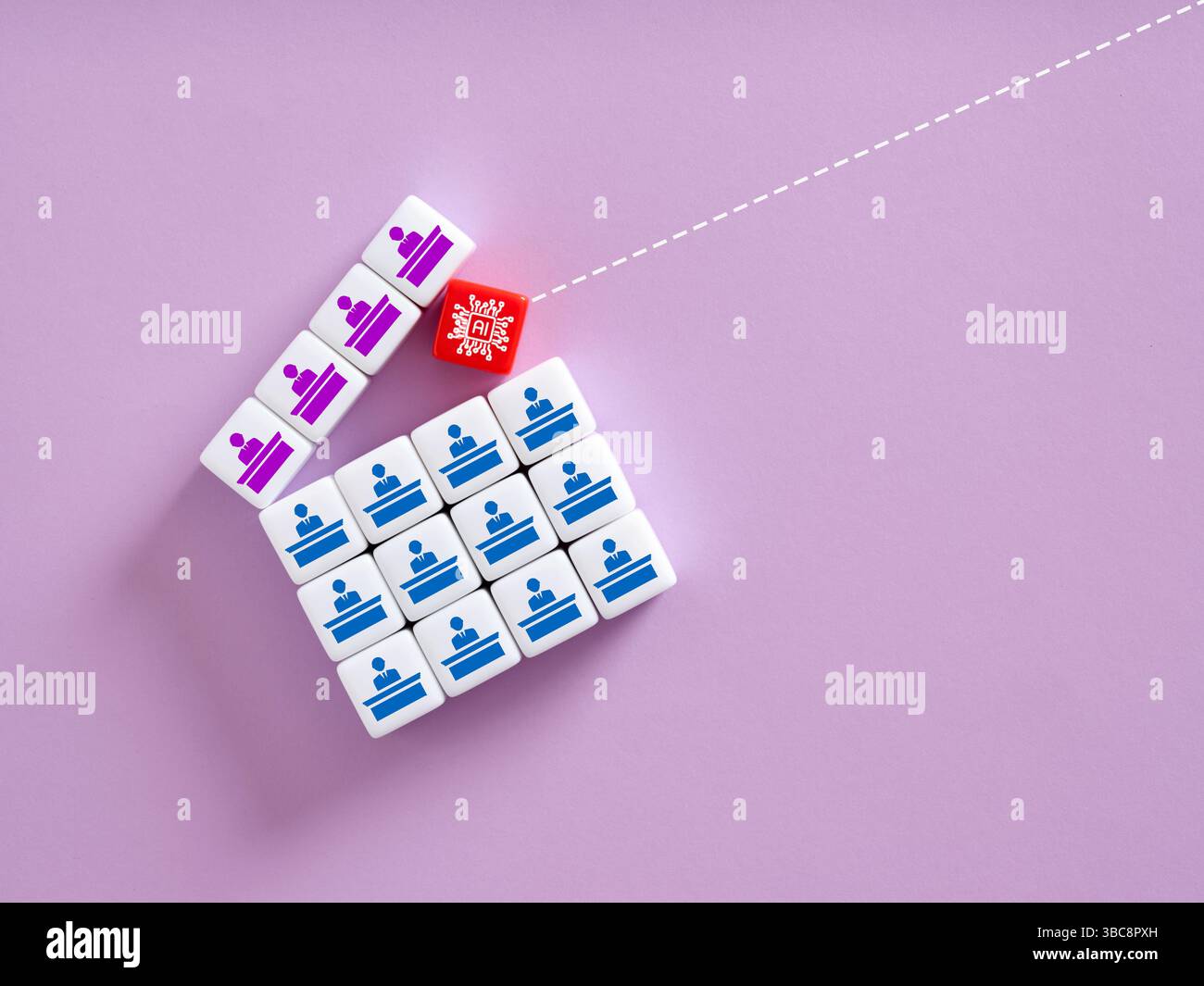 AI, automation and job loss concept. White blocks with employees cut by ...