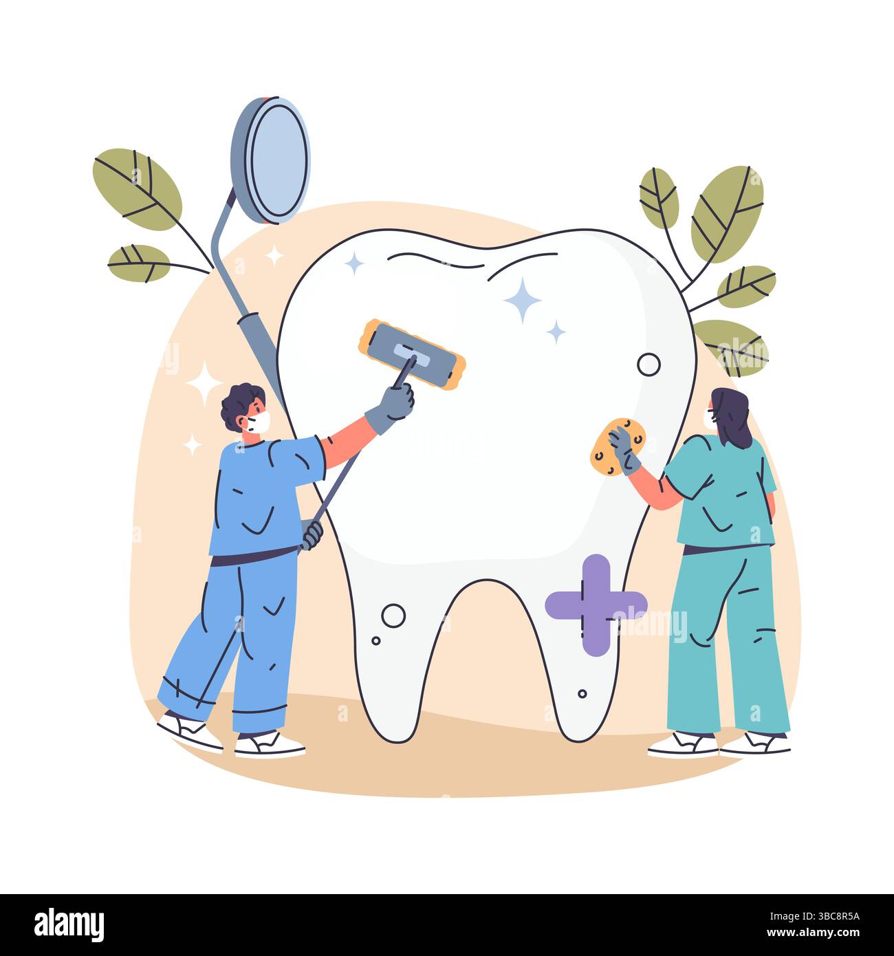 Vector dentist character at teeth cleaning or tooth brushing hygienic ...