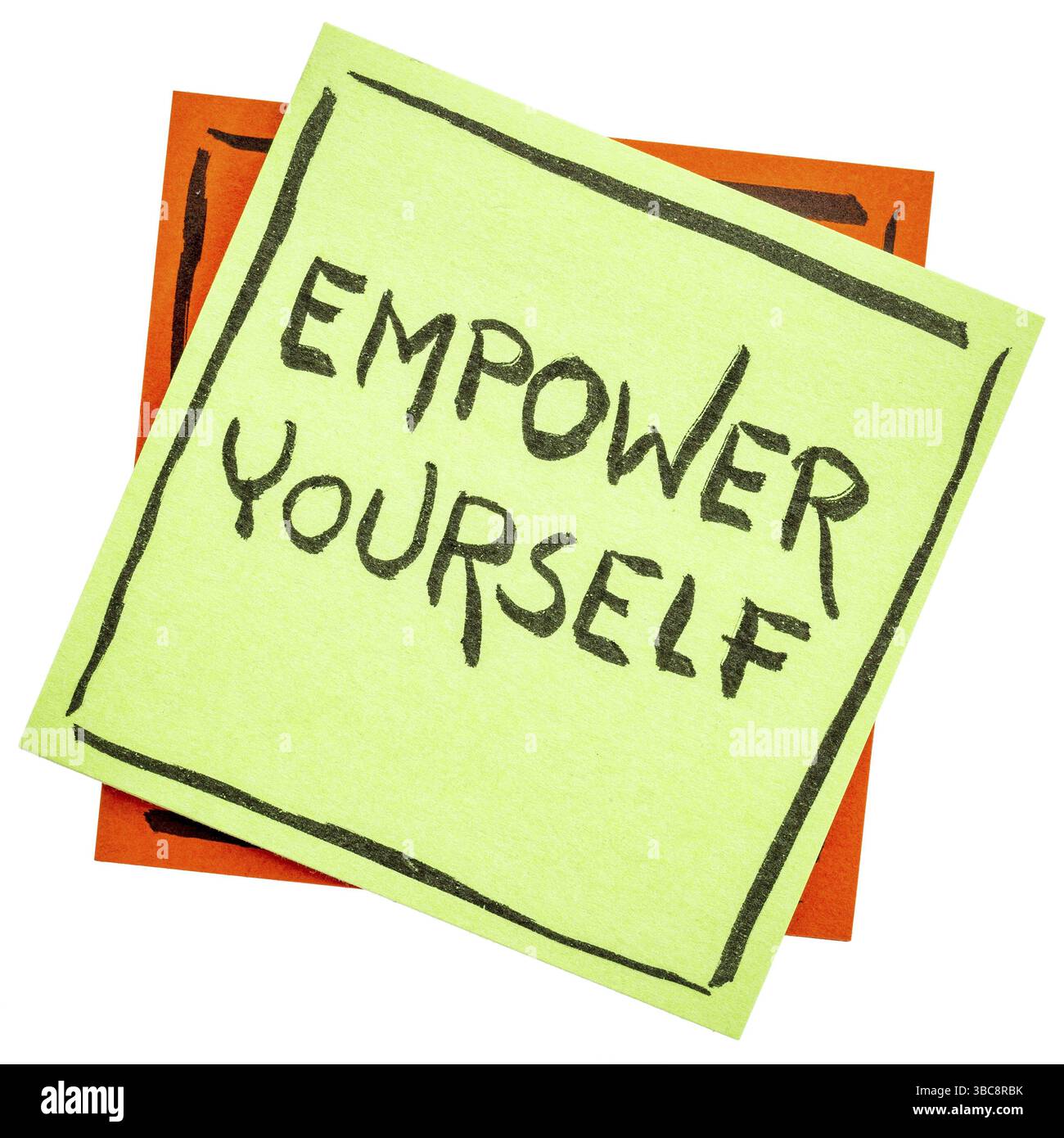 Empower yourself reminder - motivational text on an isolated sticky ...