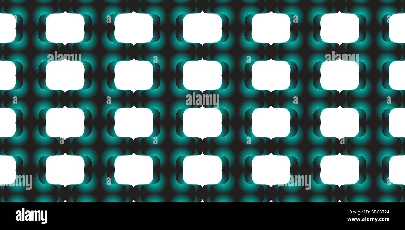 Abstract teal grid with glowing center blocks in repeating modern ...