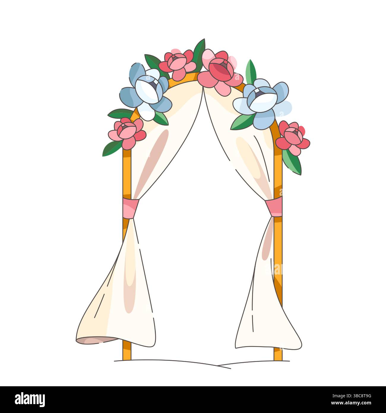 Wedding altar with floral decorations for a romantic ceremony. Vector ...