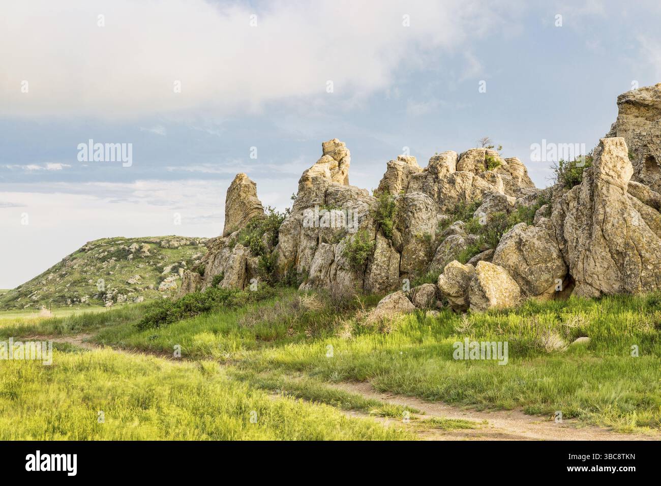 Natural Fort, a historical and geological landmark, on a prairie in ...