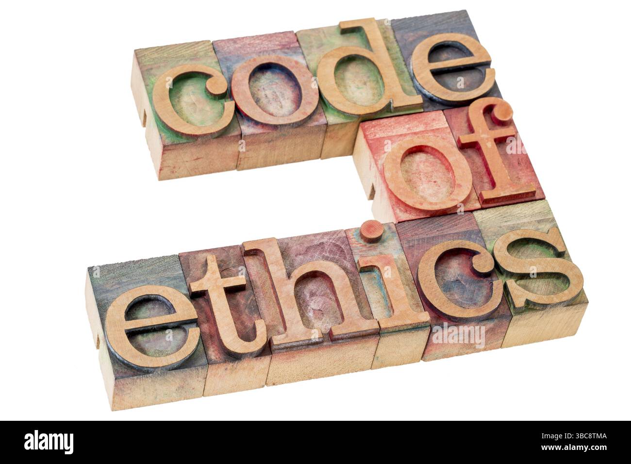Code of ethics word abstract - isolated text in letterpress wood type ...