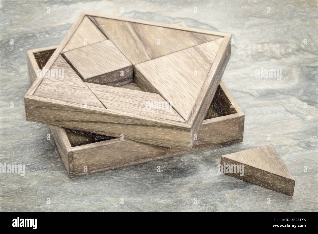 Tangram, a traditional Chinese Puzzle Game made of different wood parts ...