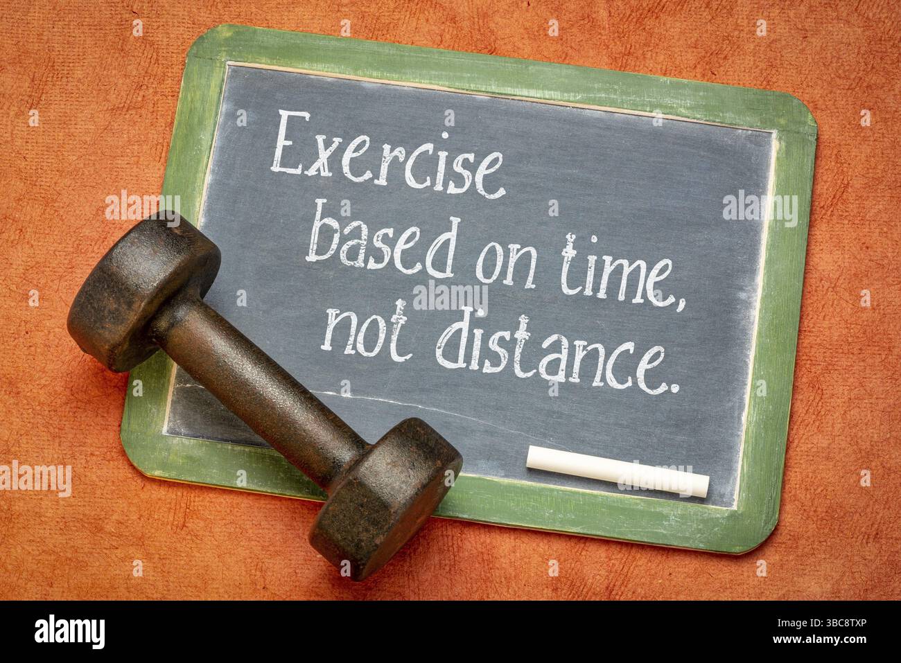 Exercise based on time, not distance, training tip - white chalk text ...