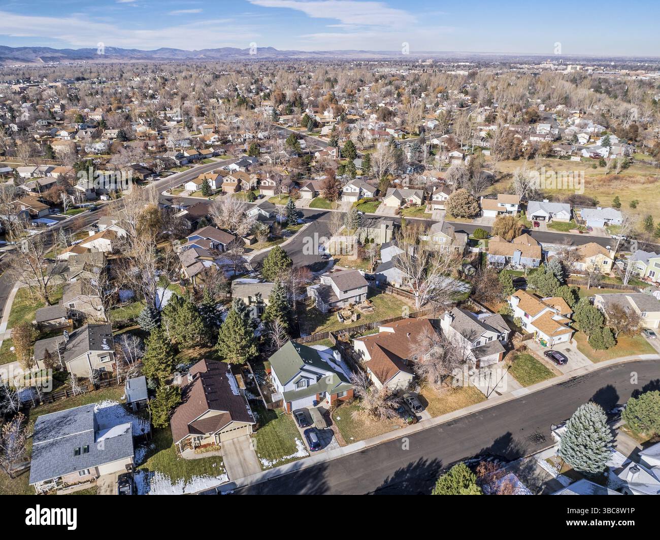 Cityscape of a typical residential area along Colorado Front Range ...