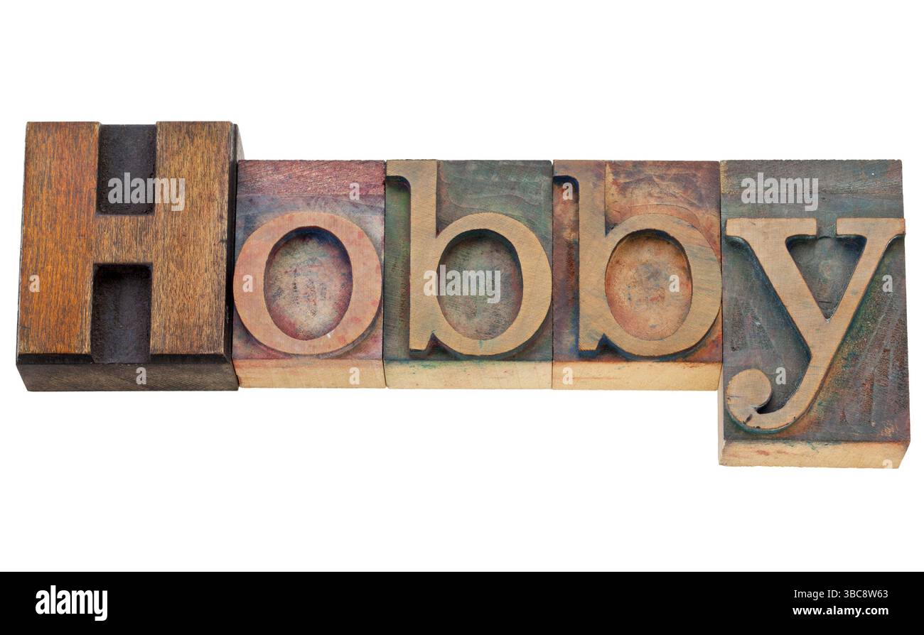 Hobby - isolated text in vintage wood letterpress printing blocks ...
