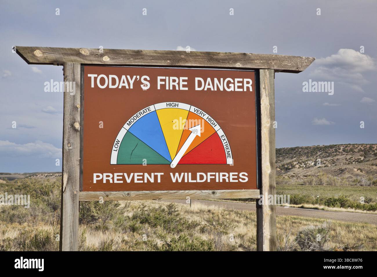 High fire danger roadside warning sign in northwestern Colorado Stock ...