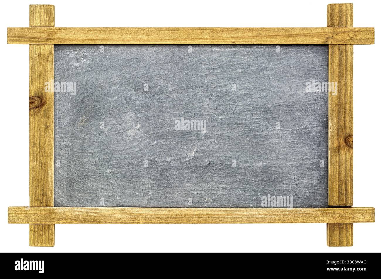 Blank small slate blackboard with white chalk texture in wooden grunge ...