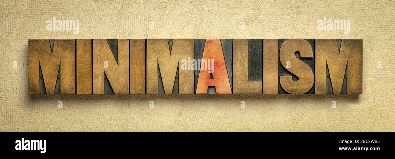 Minimalism banner - word abstract in vintage letterpress wood type ...