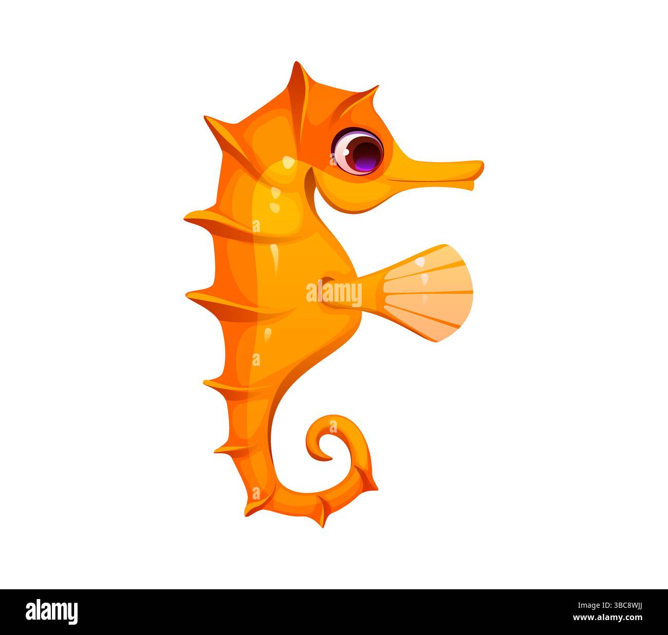 Cartoon underwater font seahorse letter F. Aquatic life creature ...