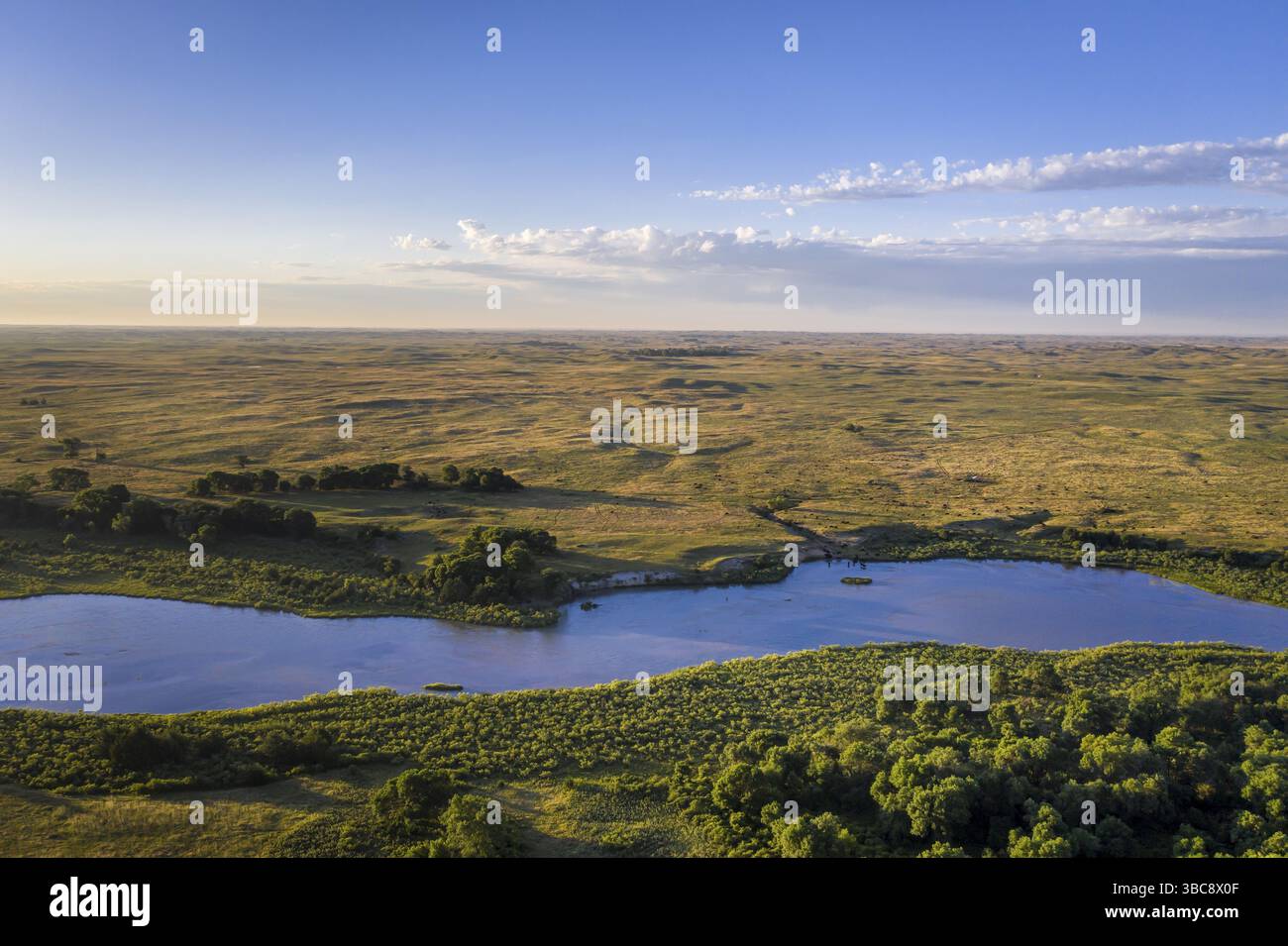 Shallow and wide Dismal RIver flowing through Nebraska Sandhills at ...