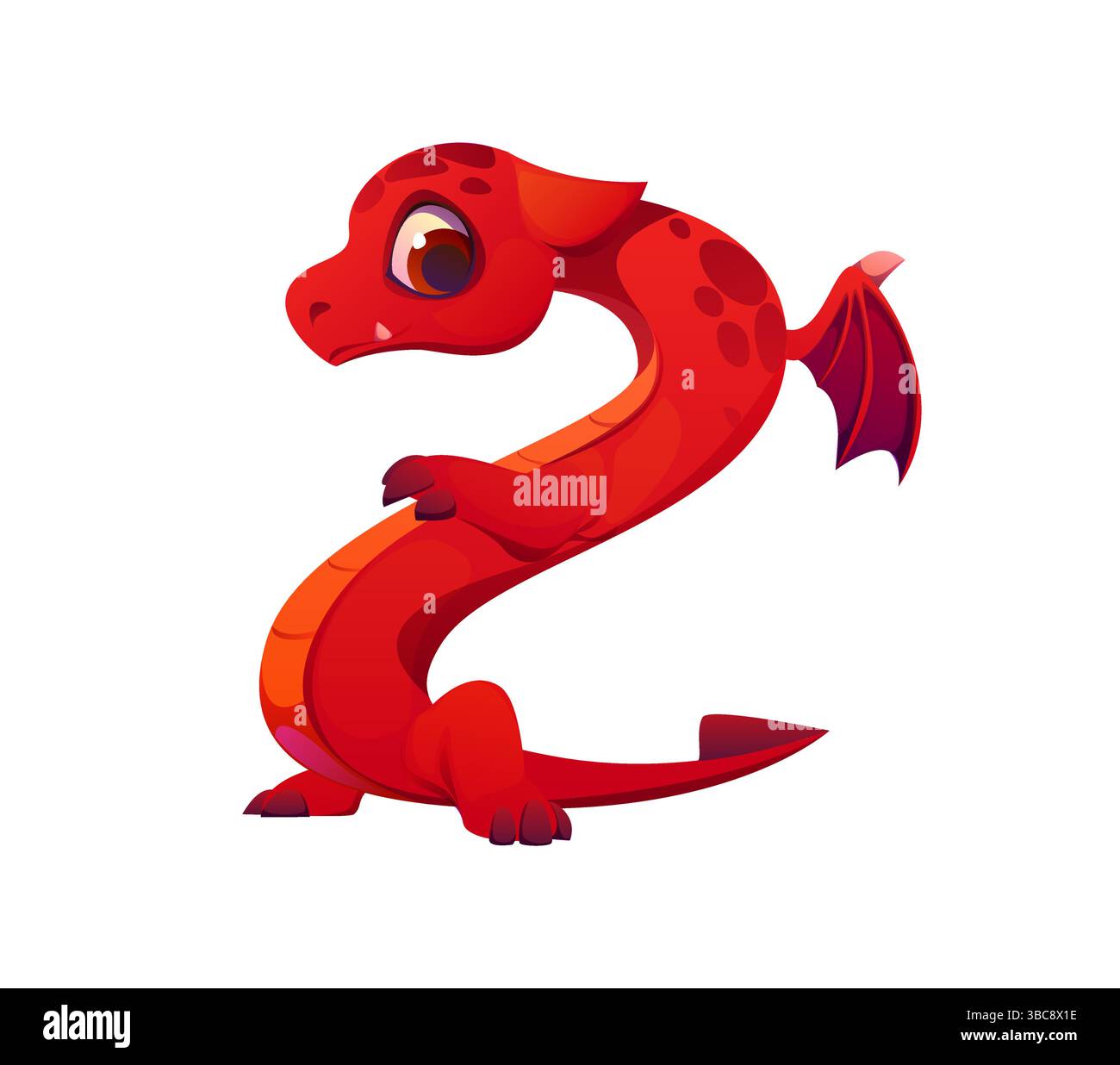 Fairy red dragon character font letter Z. Fantasy reptile character ...