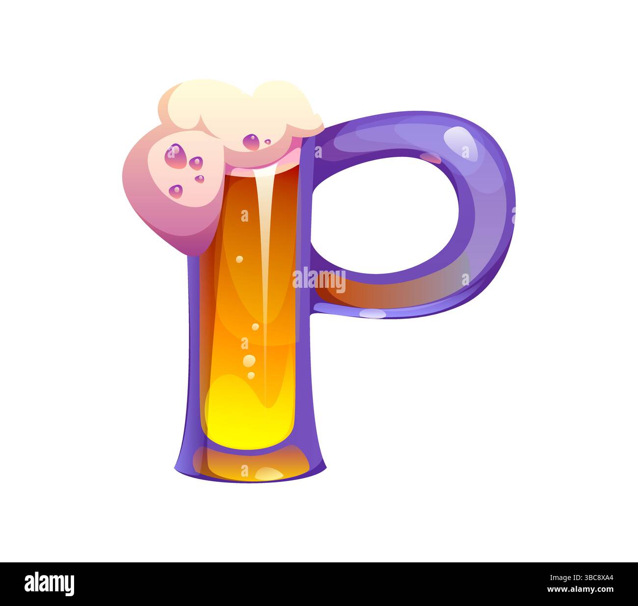 Summer vacation leisure cartoon font beer tankard letter P. Summer kids ...