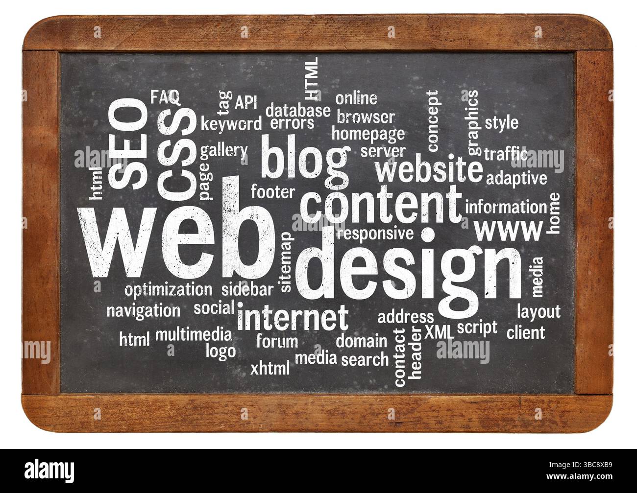 Cloud of words or tags related to web or website design on a vintage ...