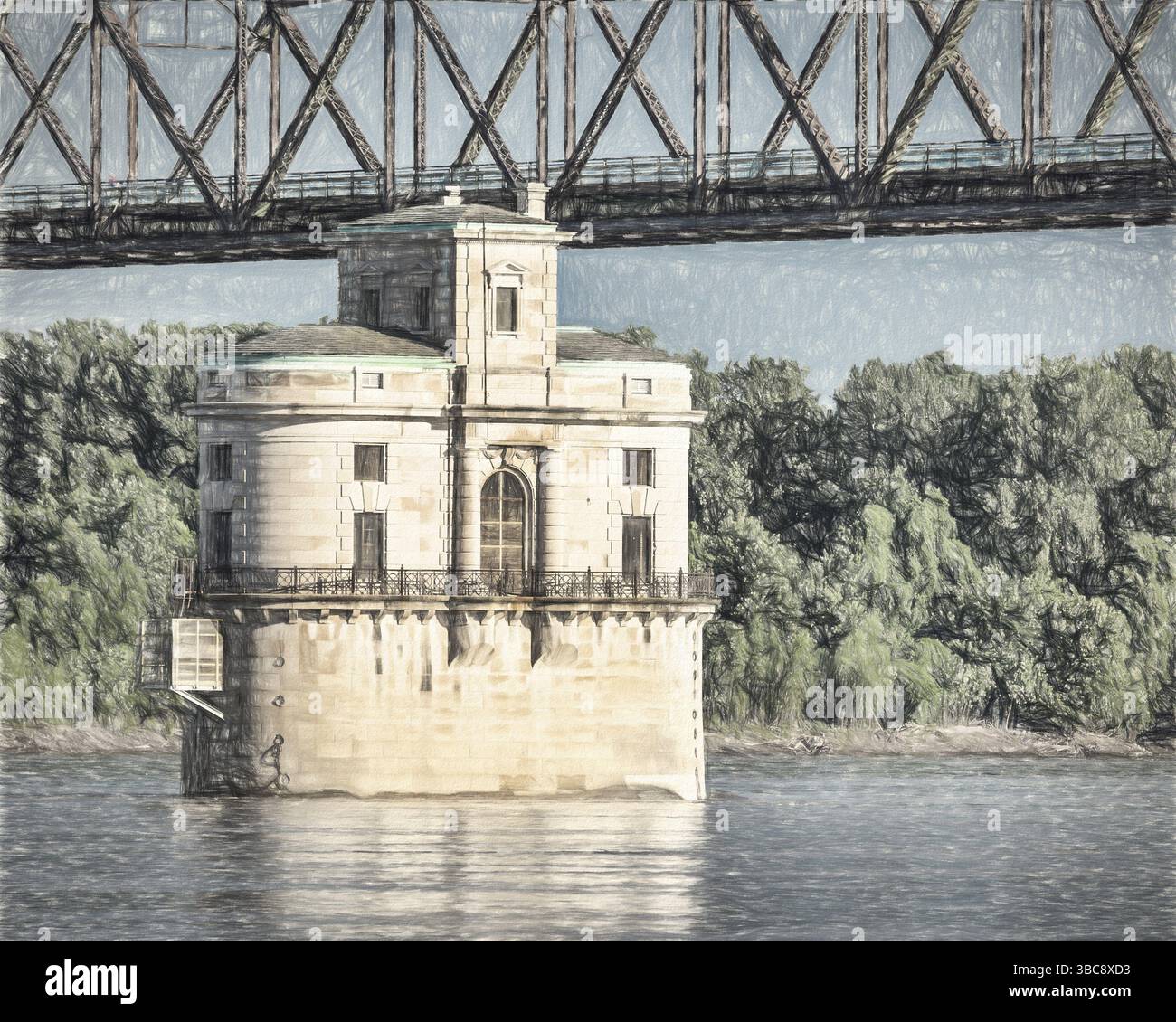 Historic water intake tower number 2 built in 1915 and the Old Chain of ...