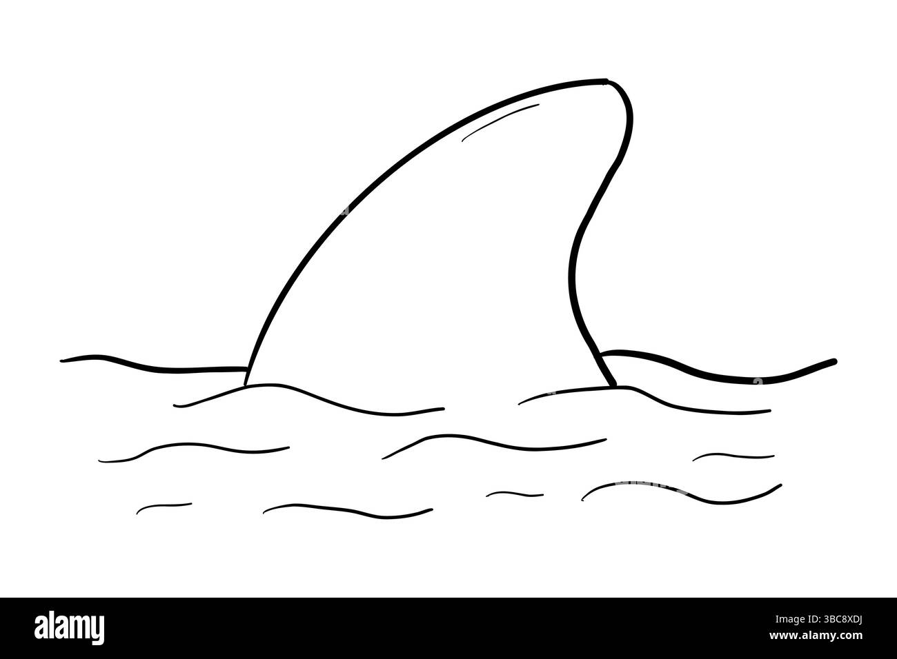 Shark fin sketch with water tattoo. Simple line silhouette dolphin or ...