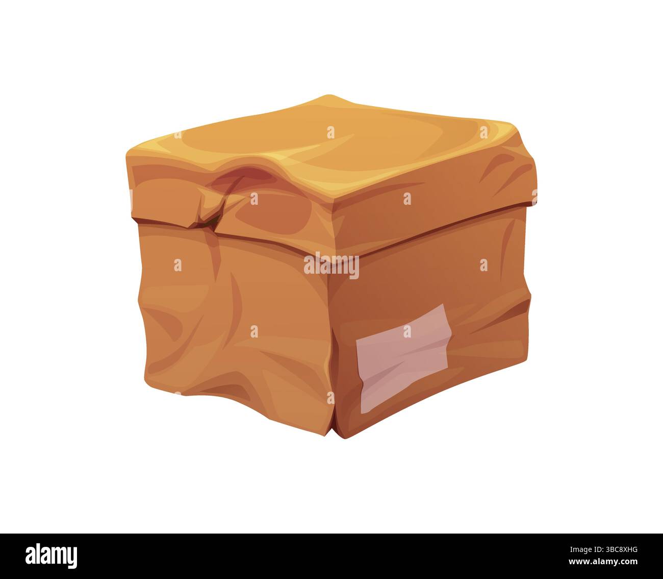 Damaged and dirty package cardboard box cartoon. Broken dirty cargo ...