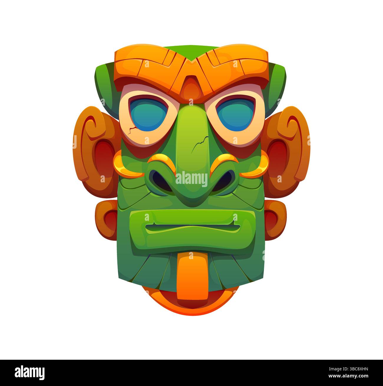 Aztec Inca Maya Mexican game icon asset. Cartoon vector tribal mask ...