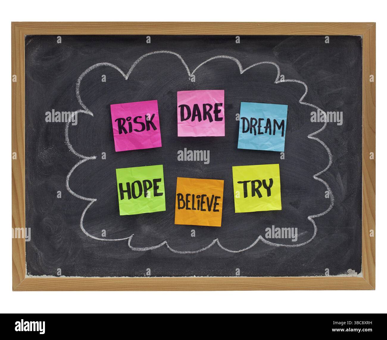Motivational concept (hope, believe, dare, risk, try, dream) - sticky ...