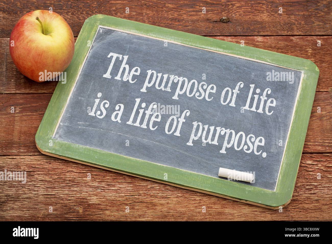 The purpose of life is a life of purpose - text on a slate blackboard ...