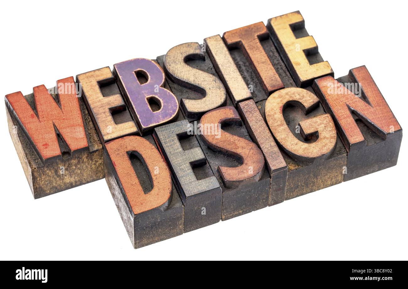 Website design word abstract - isolated text in vintage wood ...