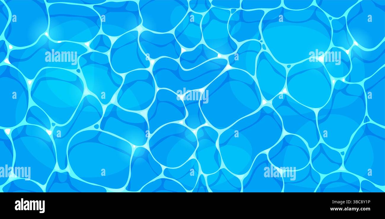 Cartoon swim pool water seamless pattern summer sea wave ripple ...