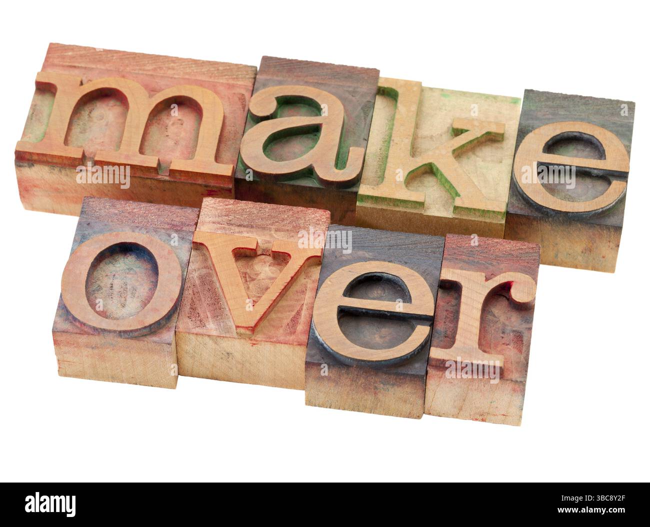 Makeover - isolated word in vintage wood letterpress printing blocks ...