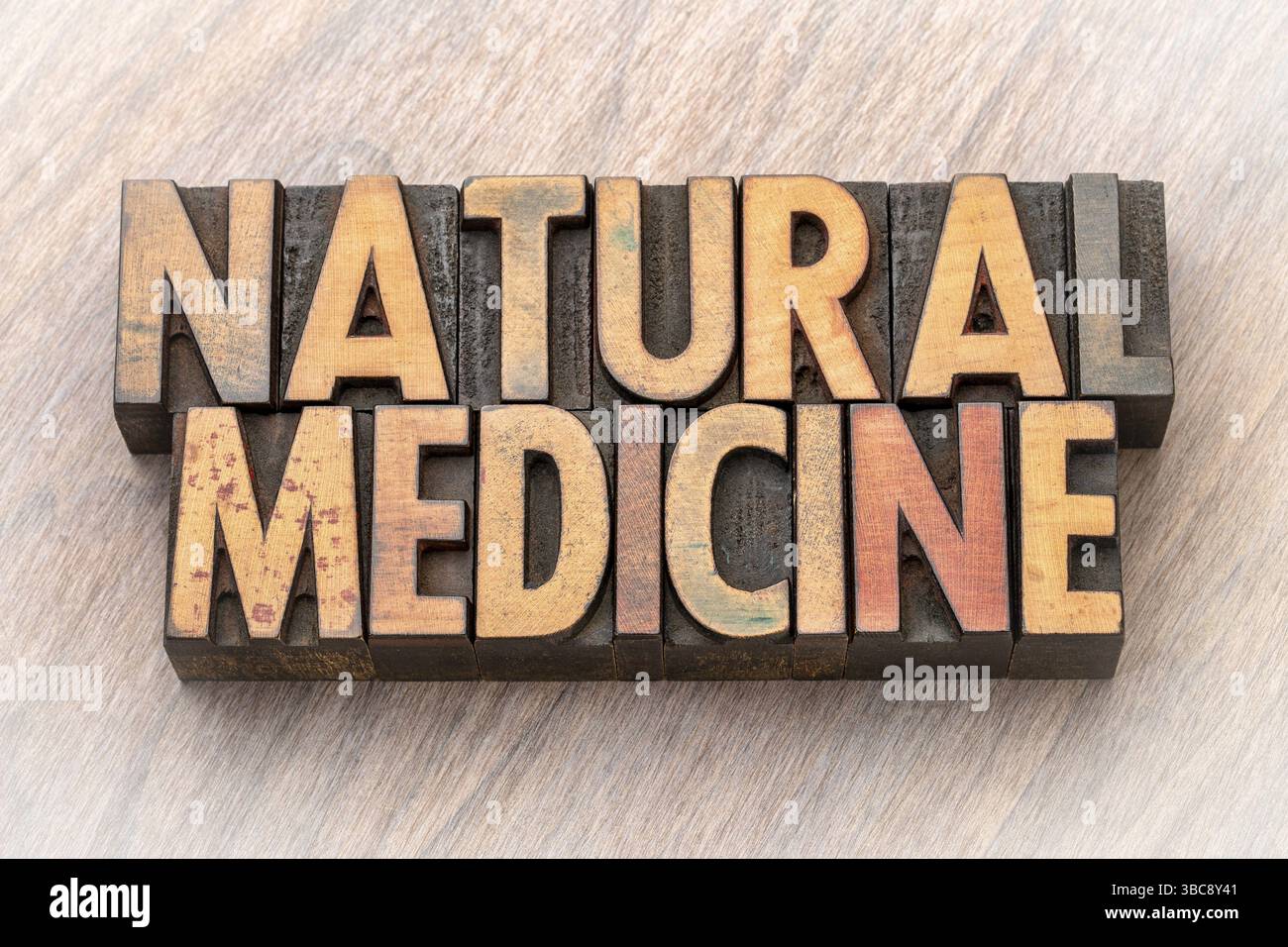 Natural medicine - word abstract in vintage letterpress wood type ...