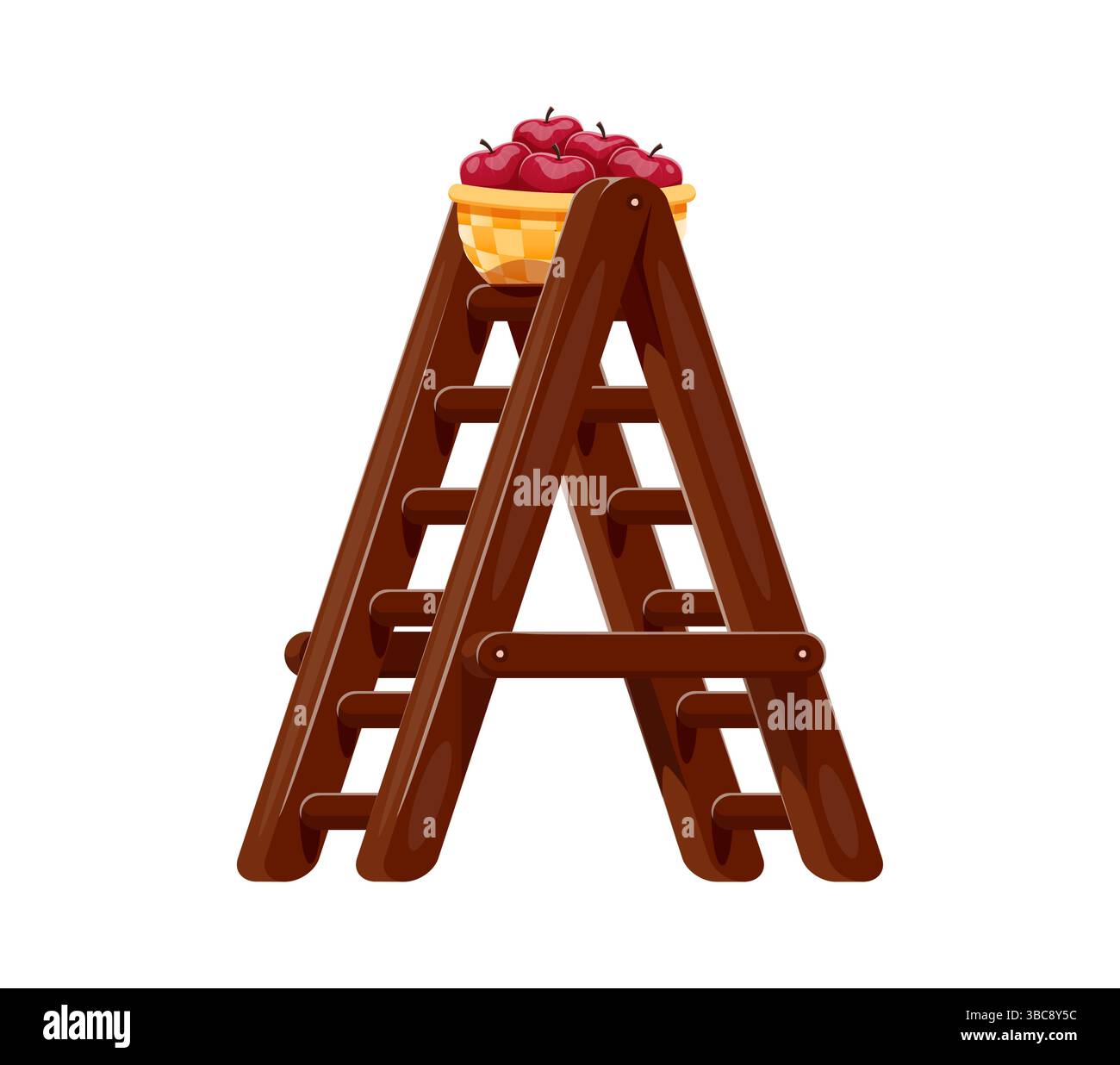 Autumn season font typeset apples and ladder letter A. Autumnal type ...
