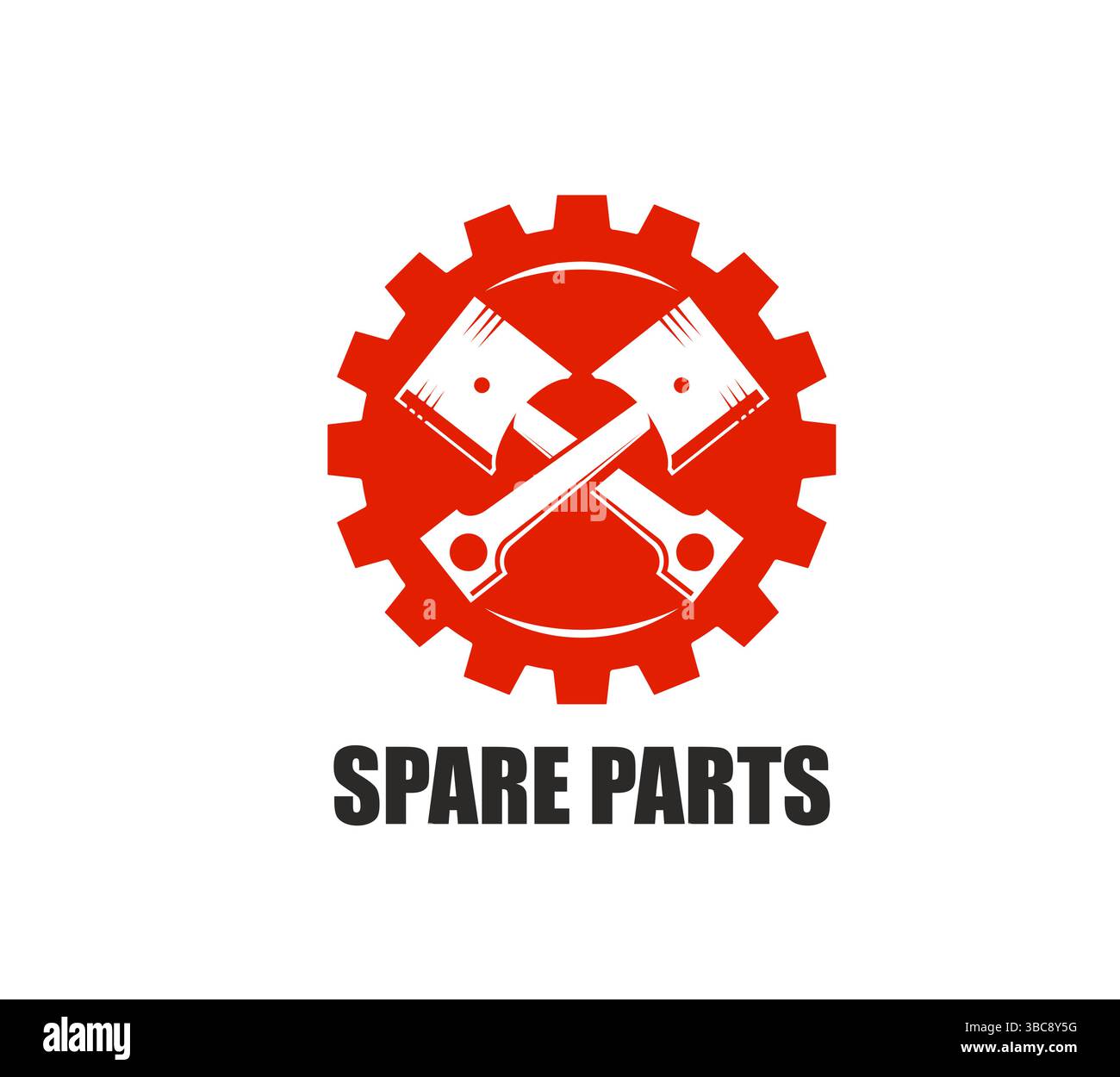 Spare parts icon for car auto shop or automobile mechanic station ...