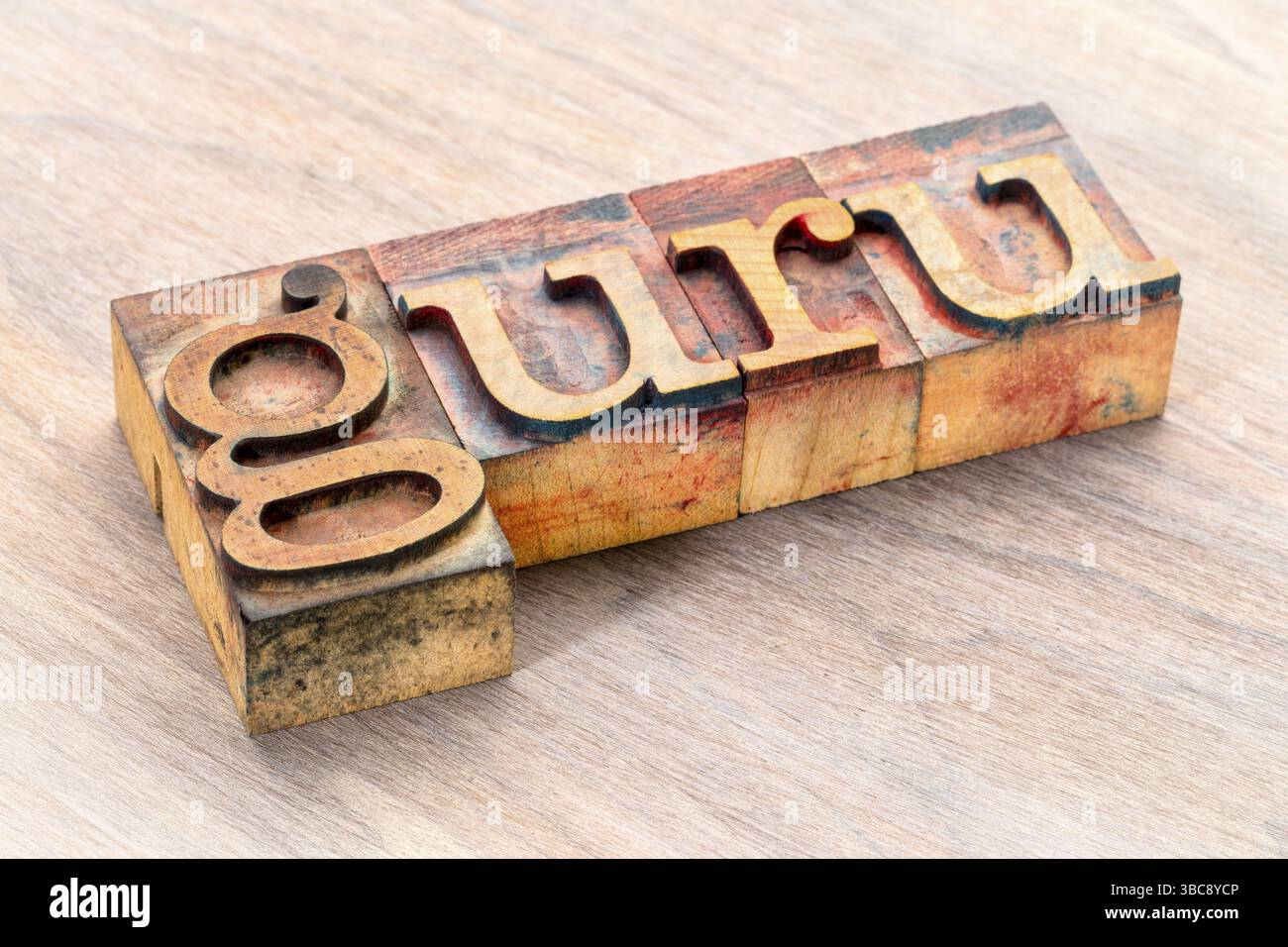 Guru word abstract- text in vintage letterpress wood type printing ...