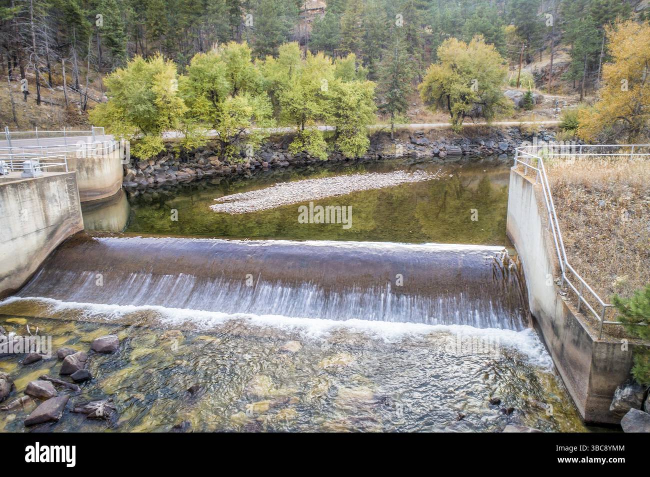 A diversion dam on the Cache la Poudre River at a canyon above Fort ...