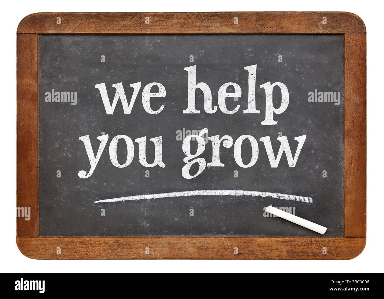 We help you grow blackboard sign - white chalk text on a vintage slate ...