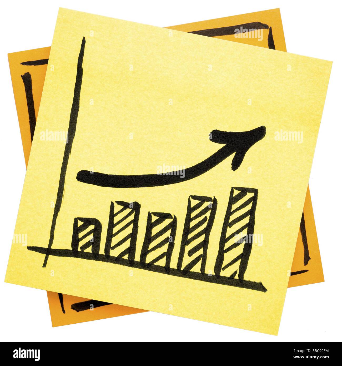 Growth concept - doodle graph on an isolated sticky note Stock Photo ...