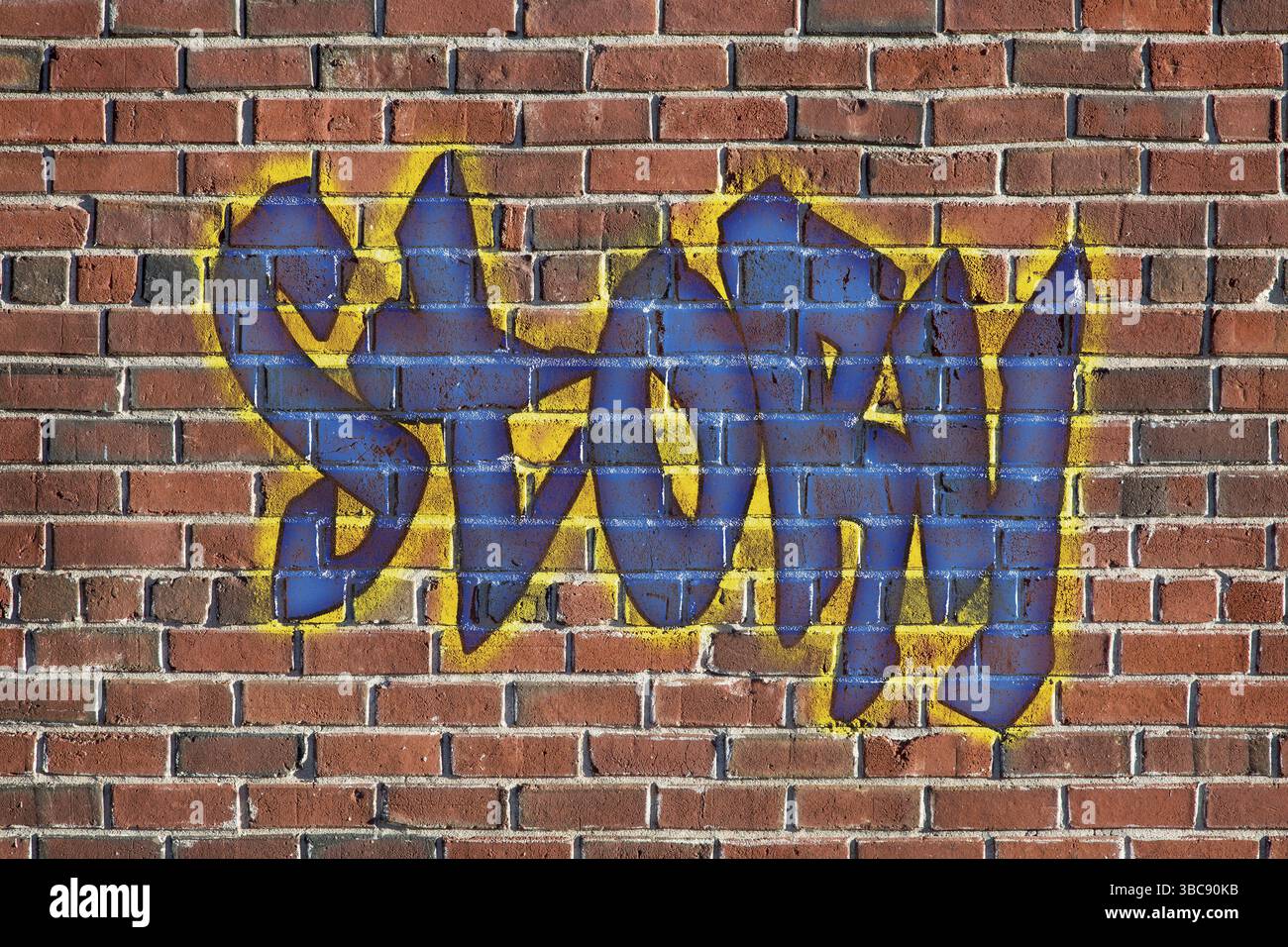 Story word - graffiti style text on a old grunge brick wall, GRAPHICS ...