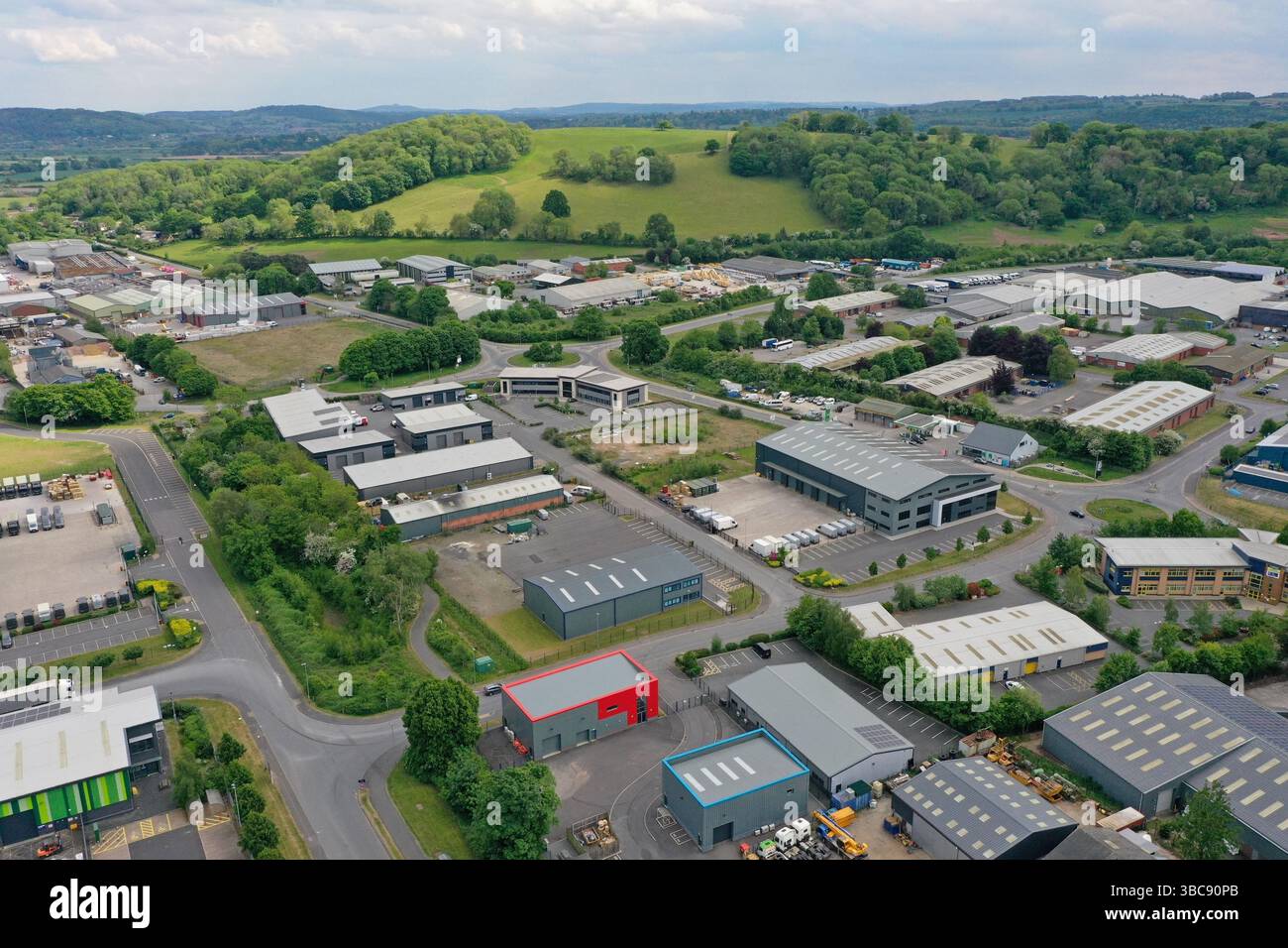 Aerial drone view of the Rotherwas industrial estate, formerly the ...