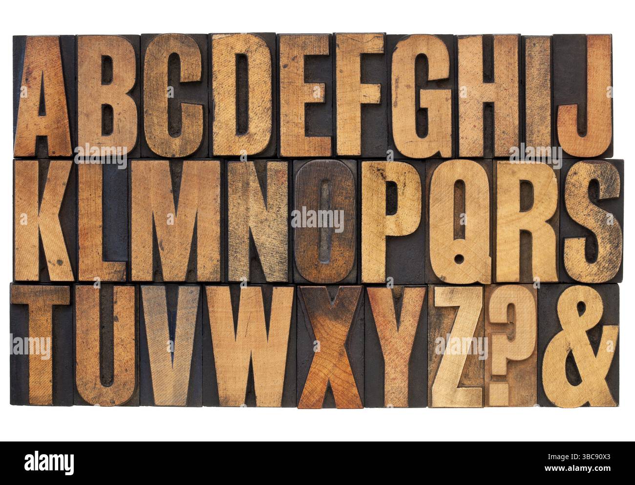 26 letters of English alphabet, question mark and ampersand - antique ...