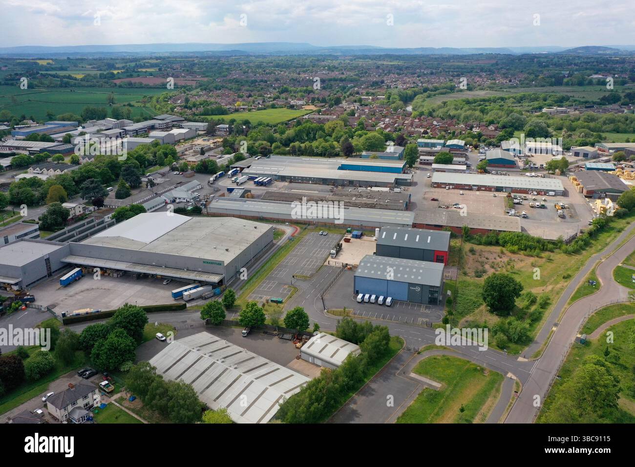 Aerial drone view of the Rotherwas industrial estate, formerly the ...