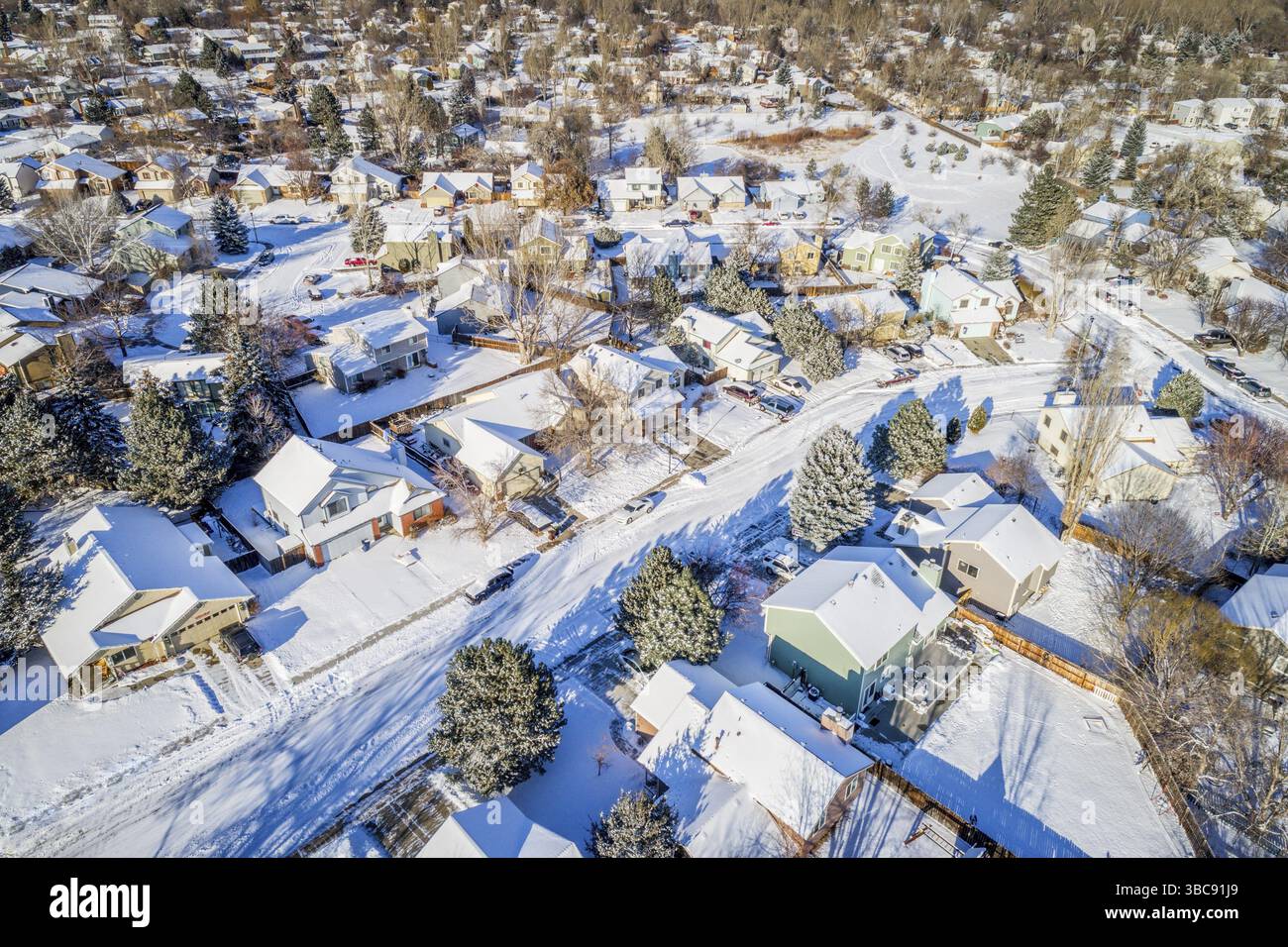 Aerial view of typical residential neighborhood along Front Range of ...