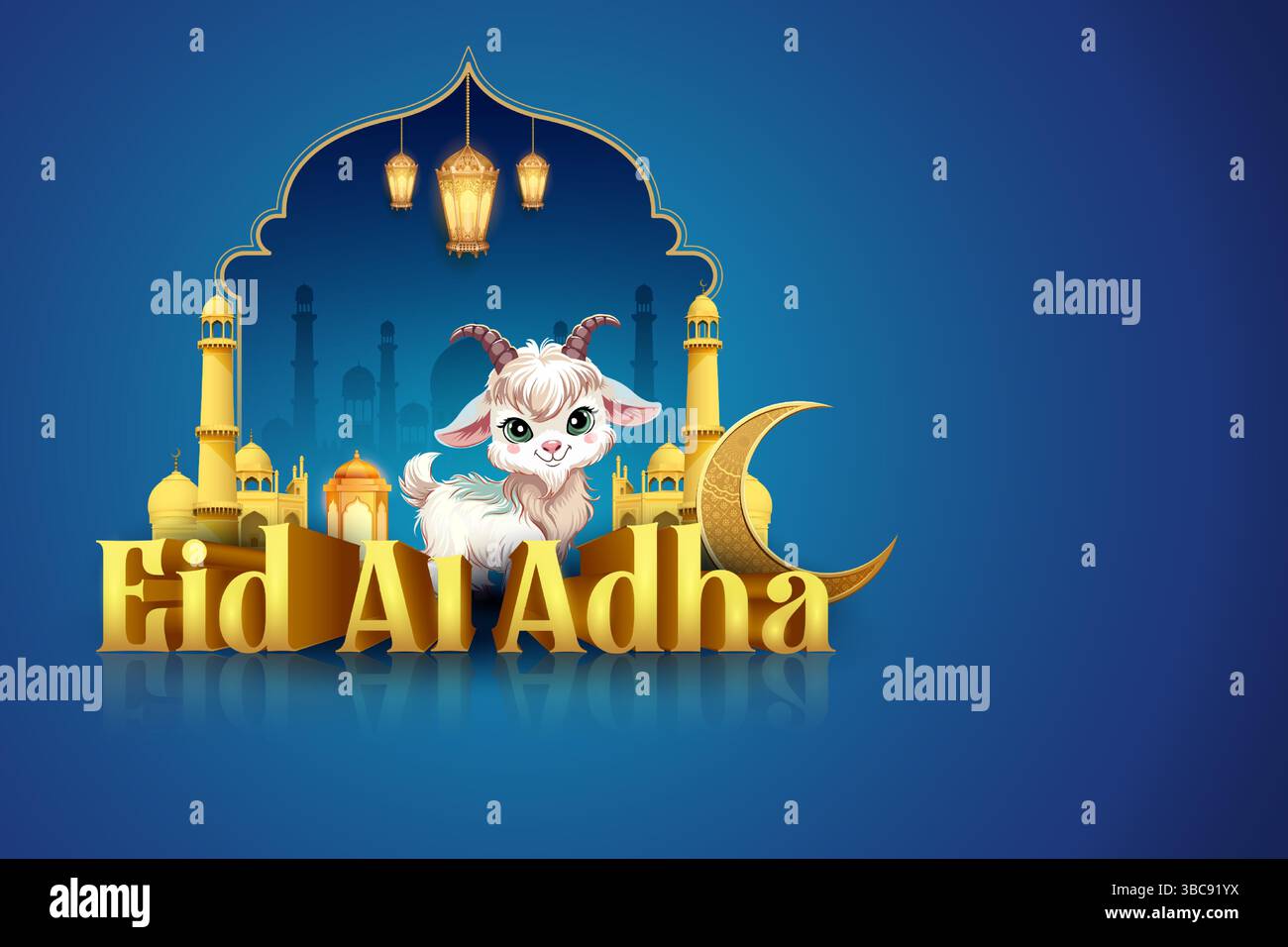 Sheep wishing Eid ul Adha Happy Bakra Id holy festival of Islam Muslim ...